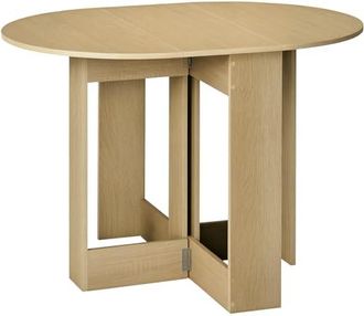 HOMCOM Table Pliable de Cuisine Salle &agrave; Manger 2 abattants - Table Ovale Extensible - en Bois ch&ecirc;ne