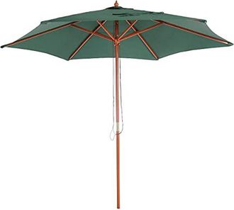 Mendler Parasol Florida - En polyester et bois - Diamètre : 3 m - Vert olive