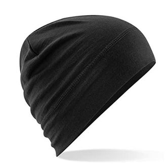 Beechfield Bonnet en laine mérinos B370, Noir, Taille Unique