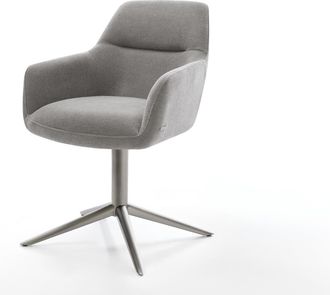 DELIFE Drehstuhl Pejo-Flex Strukturstoff Soft Grau Fußkreuz Graphit 360° drehbar Wippfunktion Taschenfederkern, Esszimmerstühle