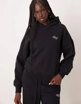 Abercrombie & Fitch Kapuzenpullover in Schwarz mit Logo auf der Brust, Kombiteil