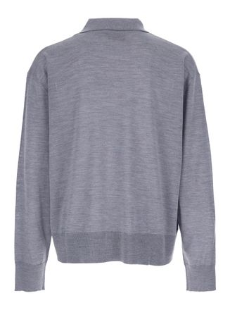 Ami Mens Grey Polo Shirt With Classic Collar Wool T-Shirts And Polos