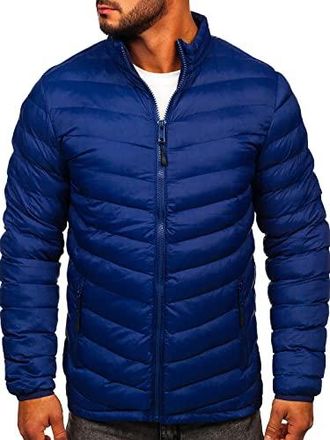 BOLF Homme Veste de transition matelassee Col montant Blouson avec fermeture eclair Doudoune Zipe Temps libre Sport Basic Outdoor Casual Style SM70 Bleu fo