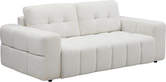 Vente-Unique Sofa 2-Sitzer - Boucl&eacute;-Stoff - Wei&szlig; - SOPELANA