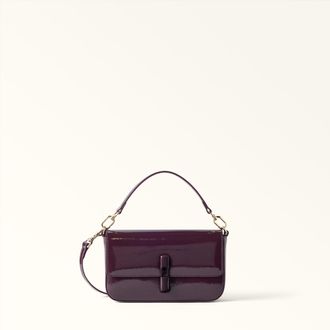 Furla Iride Umh&auml;ngetasche Mini Winter Bloom Violett Lackiertes Strukturiertes Ares Leder Damen
