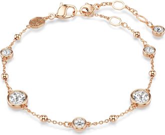 Swarovski Imber Armband, Rosé-vergoldetes Damenarmband mit Weißen Kristallen im Rundschliff in Kesselfassung, Mit Karabinerschließe, Armbandlänge: 16.5-20.5 cm,