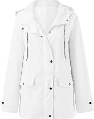 Generic Vestes imperm&eacute;ables &agrave; capuche pour femmes 2026 avec poches solides &agrave; fermeture &eacute;clair pour entra&icirc;nement en plein air coupe-vent, blanc, 3XL