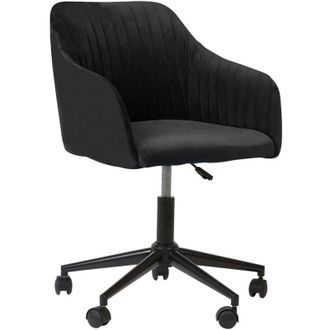 Beliani Beliani - Arbeitshocker Schwarz aus Samtstoff B&uuml;rostuhl mit Rollen Elegant Modern