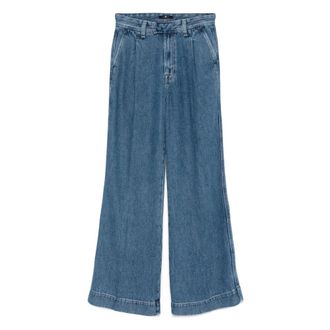 7 For All Mankind Wei&szlig;e Wide-Leg Jeans - - Jeans - Damen - Blau - W26