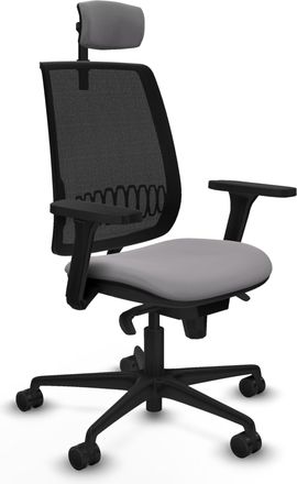 Piqueras y Crespo Alares Schreibtischstuhl mit 3D-Armlehnen, h&ouml;henverstellbare Lendenwirbelst&uuml;tze und h&ouml;henverstellbares Kopfteil, Schwarz / Grau