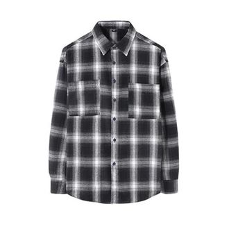 Generic Chemise &agrave; carreaux en flanelle &agrave; manches longues pour homme, chemise boutonn&eacute;e tartan pour homme, chemise surdimensionn&eacute;e polyvalente, confortable, ha