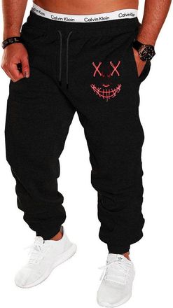 rmk Jogginghose Herren Trainingshose Sport Hose Uni Smile Smiley Elastikbund mit Tunnelzug