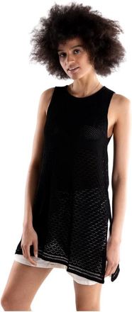 Akep Femme, Pulls, Noir, Taille: 36 FR Long Crochet Knit Tank