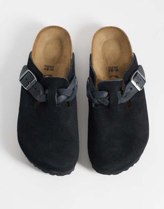 Birkenstock Boston - Clogs in Schwarz mit Flechtdetail, schmale Passform