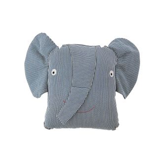 OYOY Mini Stofftier Kissen für Mädchen und Jungen - Erik Elephant Denim Cushion - Elefant Kuscheltier Kissen in Blau aus Bio Baumwolle - H:32 x L:44 x B:14