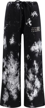 Maison Margiela Femme, Pantalons, Noir, Taille: 38 FR Pantalon de jogging en coton avec broderie de signature num&eacute;rique