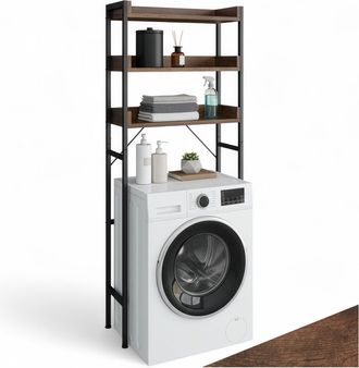 TecTake Badezimmerregal mit 3 Ablagen, Badregal, Waschmaschinenregal, Industrial Design, Überbauschrank, Regal für Waschmaschine, Toilettenregal, WC Regal, 67