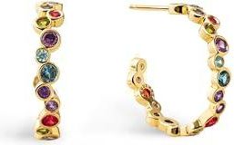 Singularu Boucles doreilles Anneaux Bubbles. Laiton avec Finition Plaqué Or 18Kt. Fermoir Poussette. Bijoux pour Femme