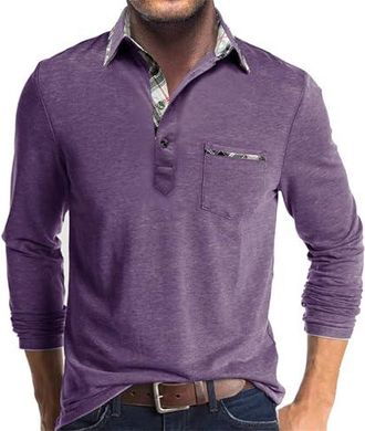 Generic Polo &agrave; manches longues pour homme, tendance, tennis, golf, d&eacute;contract&eacute;, d&eacute;contract&eacute;, respirant, haut classique, &eacute;l&eacute;gant, sport, bureau, chemise basiqu