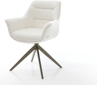 DELIFE Drehstuhl Kaira-Flex Boucl&eacute; Soft Beige Kreuzgestell breit Effektfinish Titan 360&deg; drehbar Wippfunktion, Esszimmerst&uuml;hle