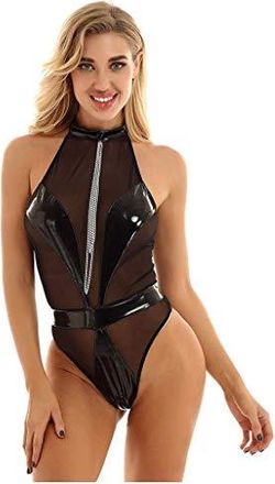 Generic Body Sexy Femme &Eacute;rotique V&ecirc;tements De Nuit Maillage Cuir Femmes sous-V&ecirc;tements Bodysuit (Black XXL) Tenu Hot Tenue Coquine Ouverte Lingerie Pute Combi
