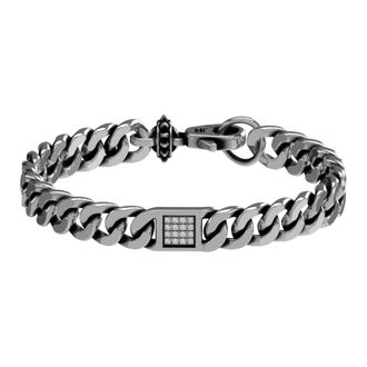 John Richmond Breites Mesh-Armband mit zentralem Pav&eacute;-Detail - - Accessories - Damen - Grau - ONE SIZE