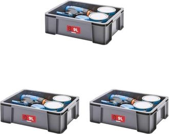 Sundis Master Box, bac de rangement 9L en plastique recycl&eacute;, robuste et renforc&eacute;, parois droites, superposable et combinable, id&eacute;al pour latelier, le bricola