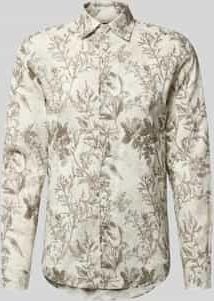 Mc Neal Regular Fit Freizeithemd aus Leinen-Baumwoll-Mix mit Kentkragen