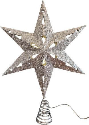 Meinposten Christbaumspitze 35cm Baumspitze Weihnachten Metall Glitzer LED Stern B-Ware (Silber)