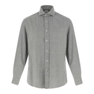Brunello Cucinelli Langarm Hemd mit Knopfleiste - - Shirts - Herren - Grau - M