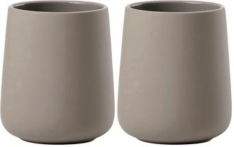 Zone Denmark Nova One Zahnputzbecher, Zahnb&uuml;rstenbecher aus Keramik mit Soft Touch-Beschichtung, Durchm. 8 cm, H&ouml;he 10 cm, Taupe (Packung mit 2)