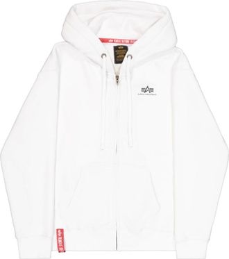 Alpha Industries Homme, Sweatshirts et sweats &agrave; capuche, Blanc, Taille: M Basic Small Logo Zip Sweat &agrave; capuche