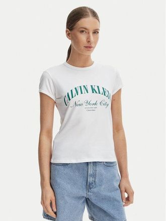 Calvin Klein Jeans T-Shirt Graphic Logo LV047F815G Wei&szlig; Slim Fit