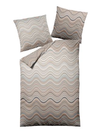Dormisette Edel Biber Bettw&auml;sche 135x200 Wellen braun t&uuml;rkis 2814-031