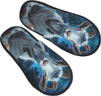 Generic Pantoufles Hommes Imprim&eacute; de ch&egrave;vre m&eacute;ditante Chaud Chaussons pour Homme Classiques Confortable Pantoufles Maison Adulte Maison L