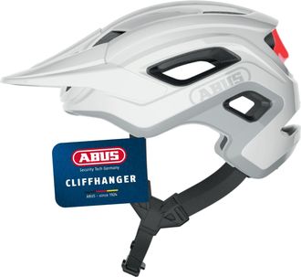 ABUS MTB-Helm Cliffhanger - Fahrradhelm f&uuml;r anspruchsvolle Trails - mit gro&szlig;en L&uuml;ftungs&ouml;ffnungen & TriVider Riemensystem - f&uuml;r Damen und Herren - Wei&szlig;/Rot 