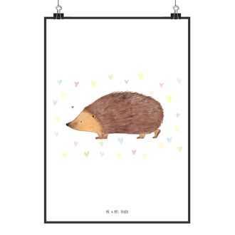 Mr. & Mrs. Panda Bild Igel Herzen DIN A2 - Geschenk, Kunstdruck, wanddeko, Poster, Posterdruck, Vertrauen, Liebe, Plakat, Kuss, Lustige Sprüche, Herz