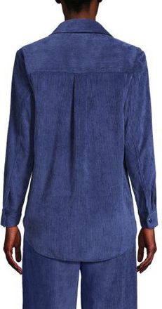 Lands End Stretchcord-Bluse, Damen, Größe:34 regular, Blau, Polyester/Nylon/Viskose, by Lands End