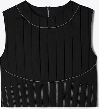 Tory Burch Damen Plissee-Oberteil aus Wolltwill