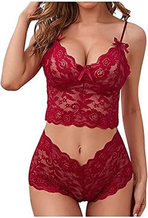 Generic Ensemble sous Vetement Femme Ensemble Lingerie Confortable Classique Ensemble Brod&eacute; sans Armature - Dentelle Florale Et String Ultra-Sensuel