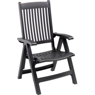 Grosfillex Lot de 2 fauteuils de jardin - GROSFILLEX - DR Iruba - Anthracite - R&eacute;sine