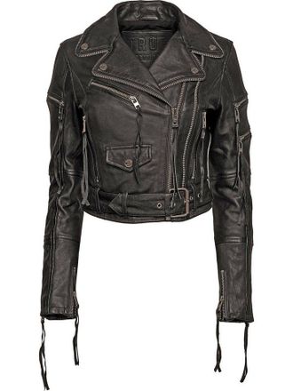 Trueprodigy Lederjacke Izzy mit Rei&szlig;verschluss und G&uuml;rtel