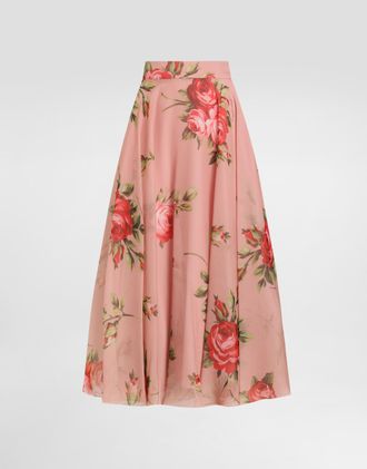 Dolce & Gabbana Rose Bouquet-print Chiffon Circle Skirt - Frau R&ouml;cke Multicolor 36