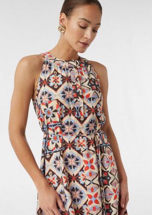 Comma Maxikleid Kleid Maxikleid mit amerikanischer Schulter und All-over-Print