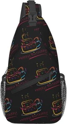 Generic G&acirc;teau DAnniversaire Color&eacute; Sac &Agrave; Dos Bandouli&egrave;re Multifonctionnel Sling Bag Antivol Sac Banane Pour Camping Shopping Quotidien