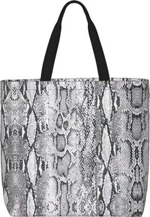 Generic Peau De Serpent Noire Et Blanche Sac &Agrave; Bandouli&egrave;re Imperm&eacute;able Tote Bag Grand Sac Cabas Pour Universit&eacute; Shopping Voyage