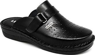 Leon V230 Sabots Mules Chaussons Chaussures en Cuir Homme, Noir, EU 44