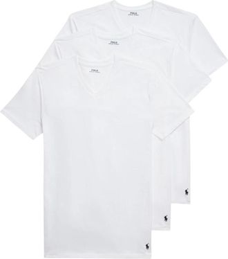 Ralph Lauren Homme, Tops, Blanc, Taille: S Tripack T-shirt Coton Stretch