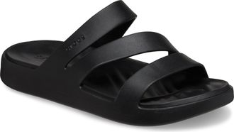 Crocs Badepantolette CROCS Getaway Strappy, Damen, Gr. 36, schwarz, Croslite, unifarben, Schuhe Badelatschen Pantolette, Sommerschuh, Badeschuh, Poolslides 