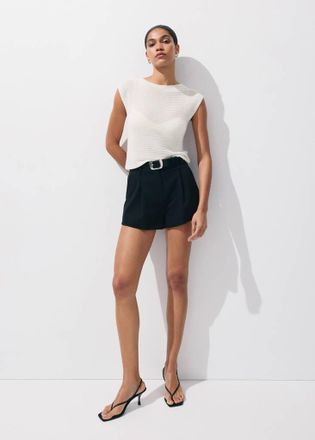 Mango Pull en maille &agrave; manches courtes blanc cass&eacute; - Femme - XXS - MANGO